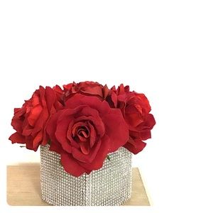 Accents | Silver Metallic Glass Vase With White Flowers | Poshmark